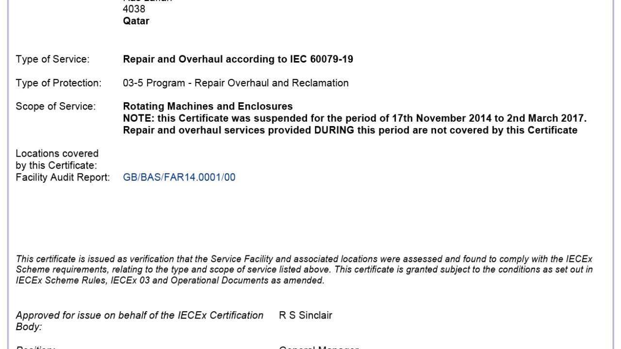 Quality test - Manweir WLL